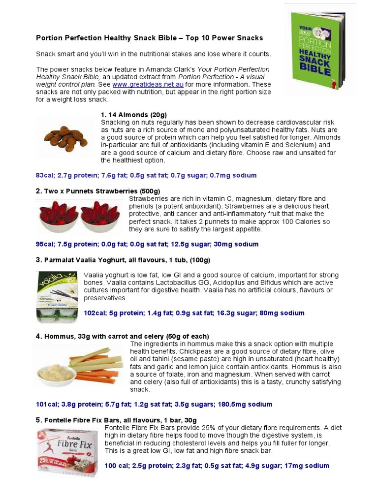 Portion Perfection Healthy Snack Bible - Top 10 Power Snacks | PDF ...