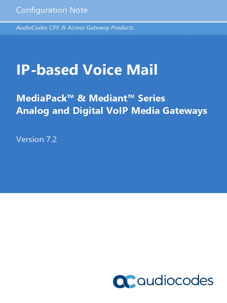 Ip-Based Voice Mail: Mediapack™ & Mediant™ Series Analog and Digital Voip Media Gateways | PDF ...