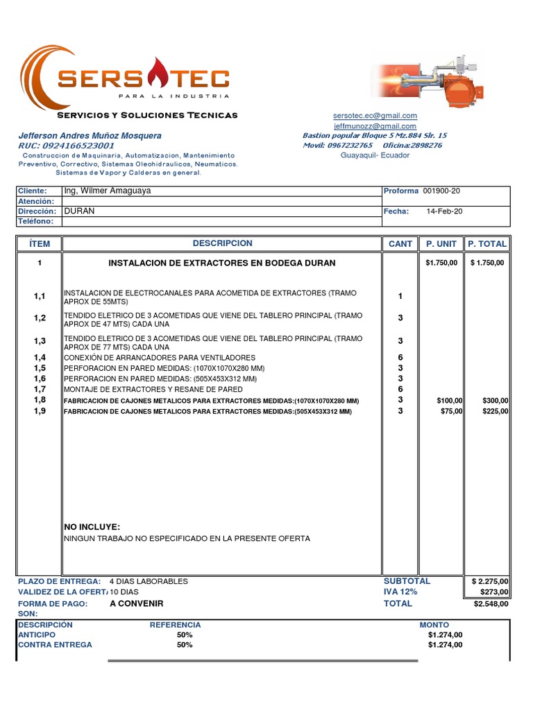 Prof. 1900 Instalacion de Extractores | PDF