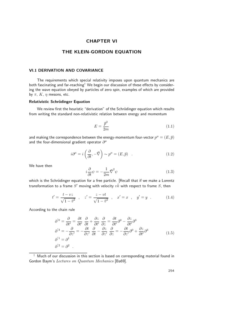 The Klein-Gordon Equation | PDF | Wave Function | Special Relativity