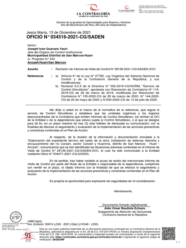 Oficio de Seguimiento OCI | PDF