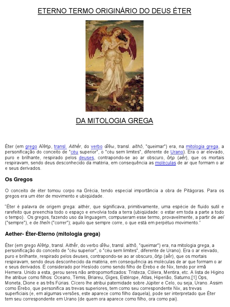 Eterno - Deus Eter Mitologia Grega | PDF | Divindades gregas ...