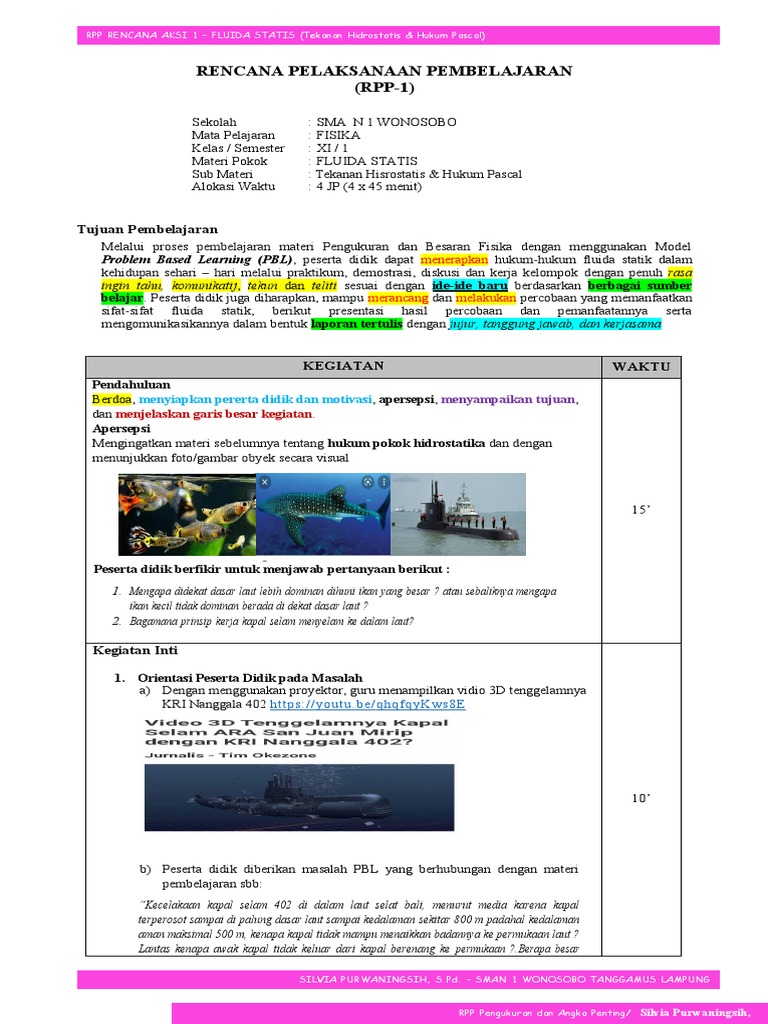RPP 1 - Tekanan Hidrostatis | PDF