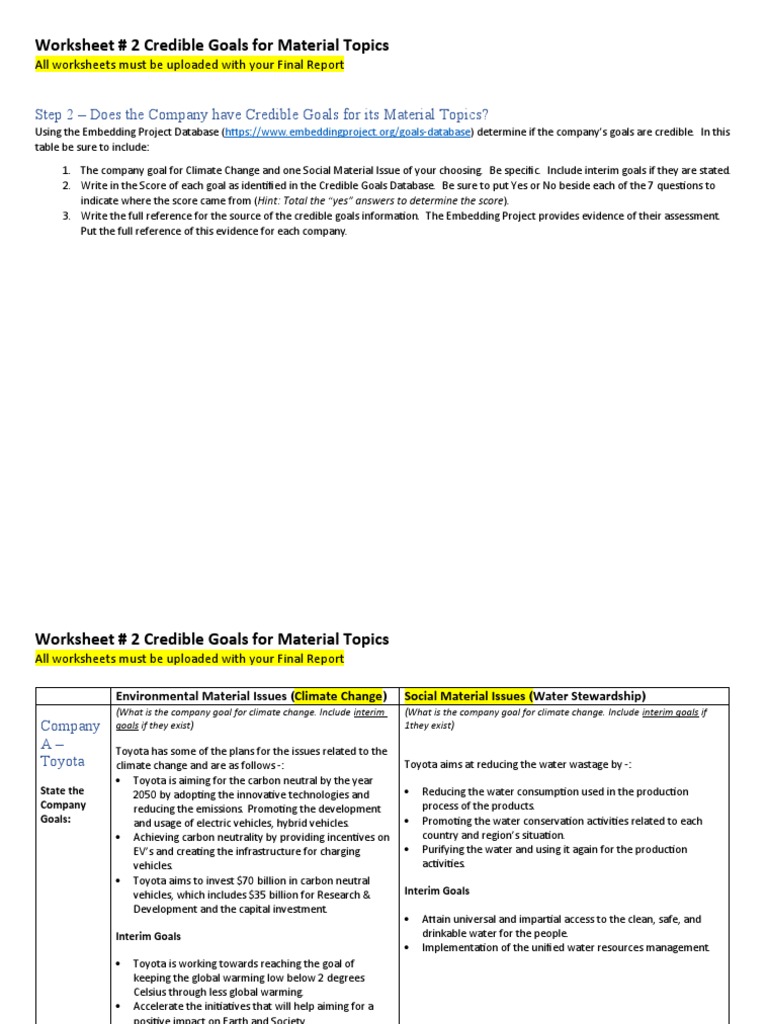 ESG Project Worksheet#2 | PDF | Climate Change | Toyota