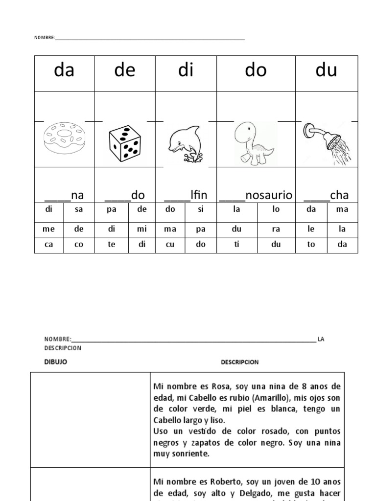 Silabas Da, De, Di, Do, Du | PDF