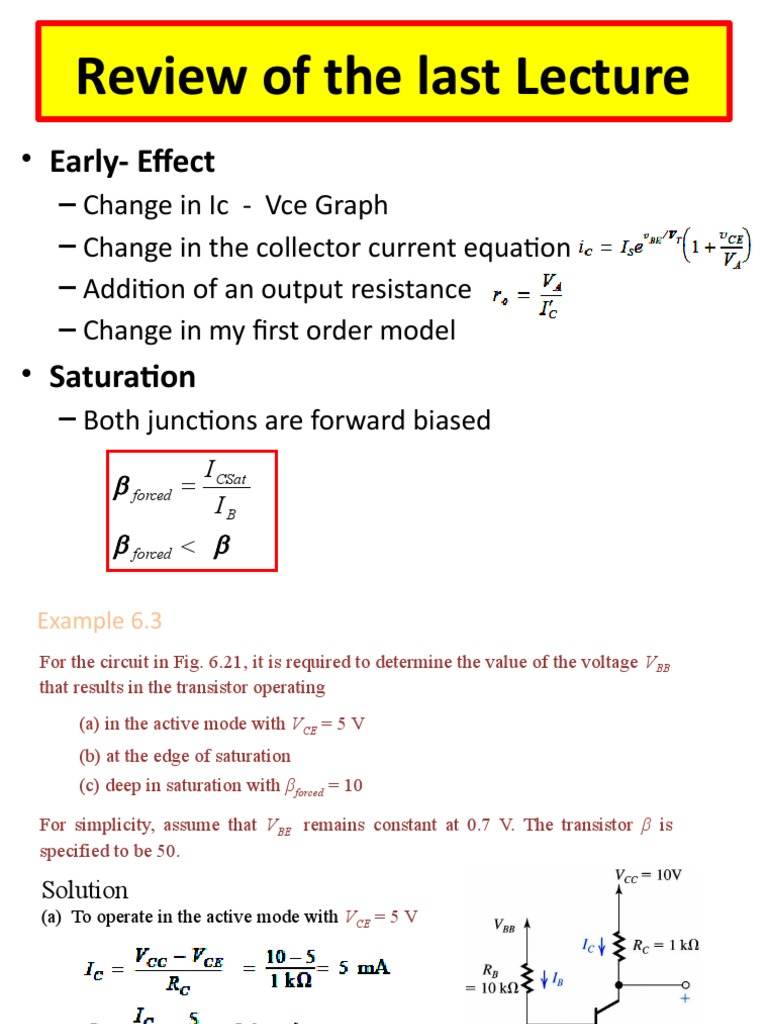 Review of The Last Lecture: - Early-Effect | PDF