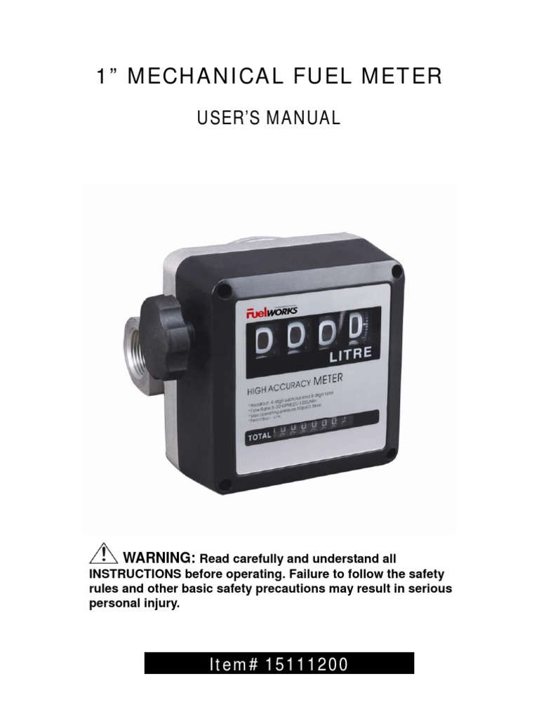 1" Mechanical Fuel Meter: User'S Manual | PDF | Flow Measurement ...