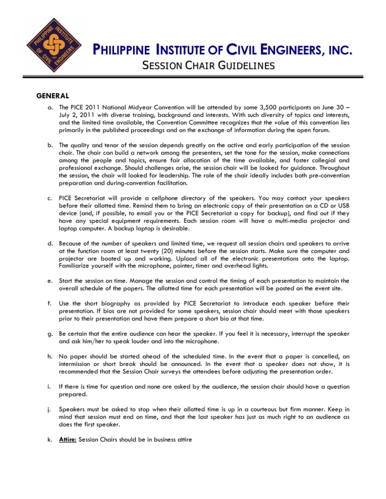 Session Chair Guidelines | PDF