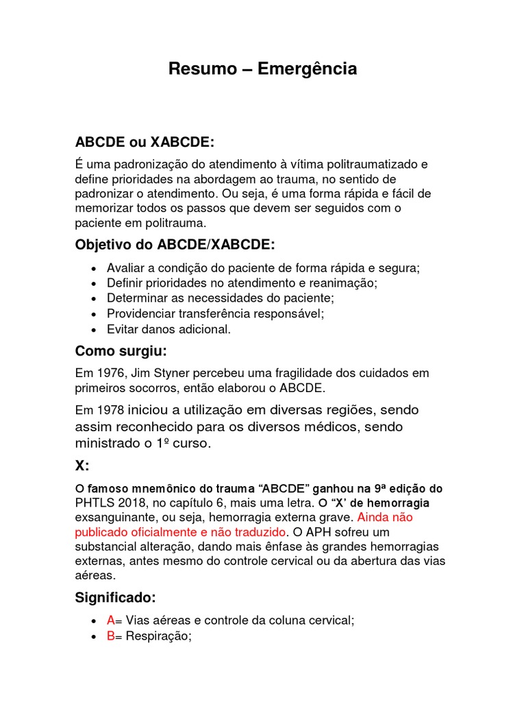 O Protocolo ABCDE/XABCDE: Uma Abordagem Padronizada para o Atendimento de Vítimas de Politrauma ...
