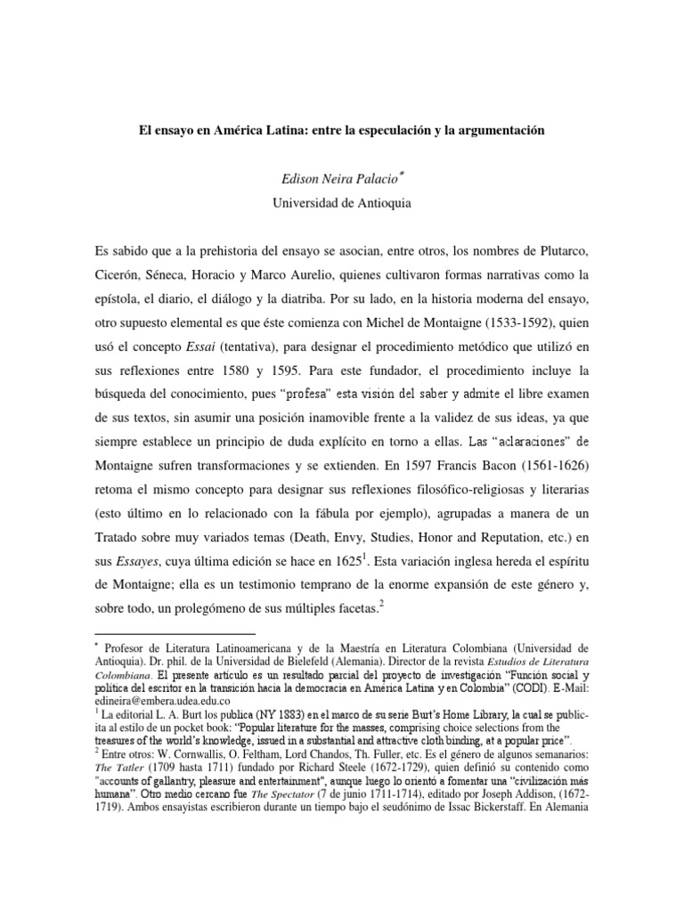 El Ensayo en America Latina Entre La Esp | PDF | Ensayos