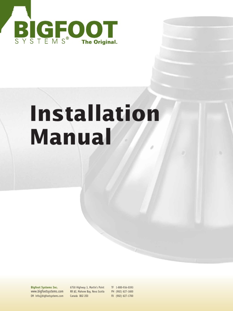 Installation Manual: Bigfoot Systems Inc | PDF | Screw | Concrete