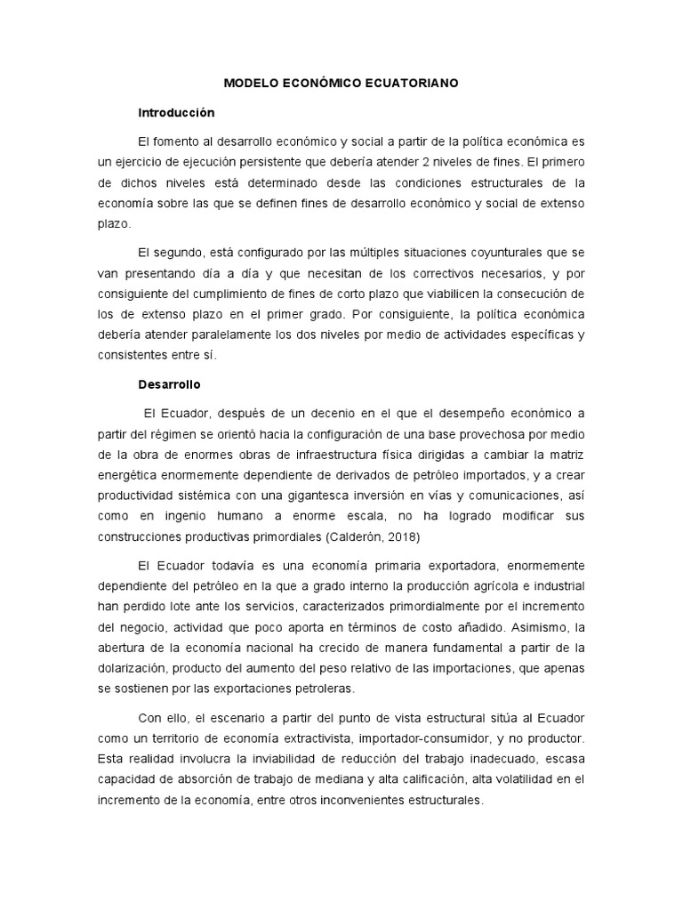 Modelo Económico del Ecuador Actual | PDF | Ecuador | Dólar de los ...