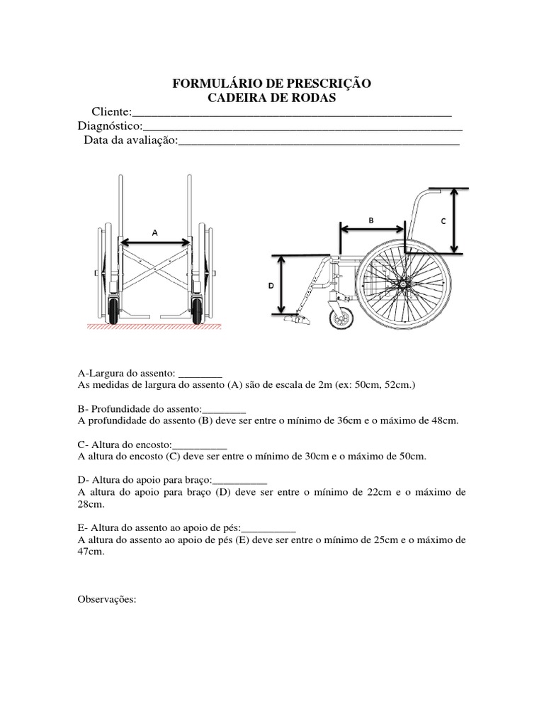 Formulário de Prescrição de Cadeira de Rodas | PDF Formulário de Prescrição de Cadeira de Rodas | PDF