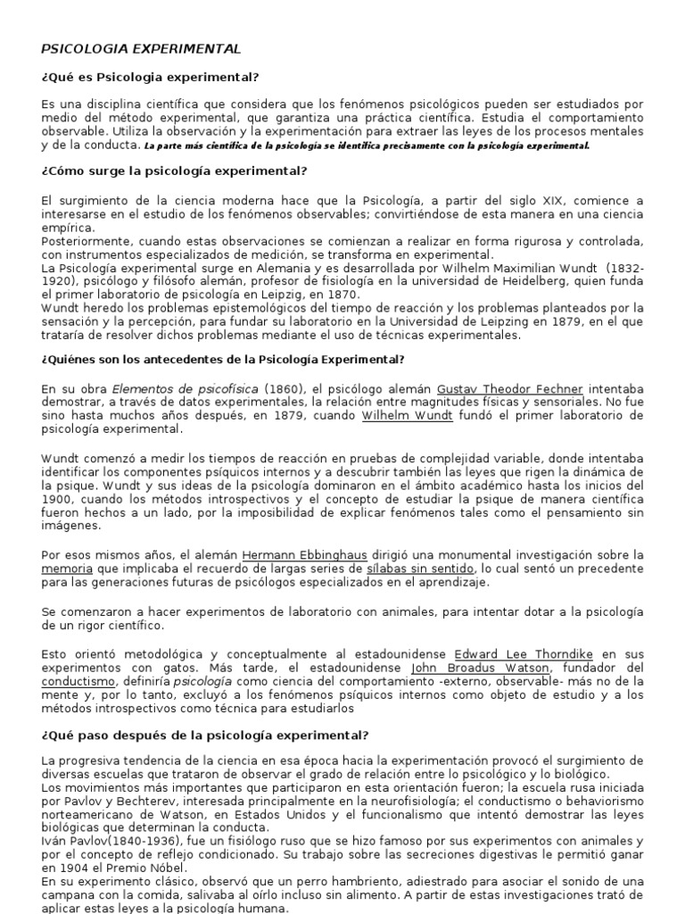 Psicologia Experimental | PDF | Psicología experimental | Sicología