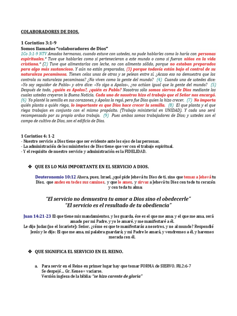 Colaboradores de Dios: Servicio y Unidad | PDF | Dios | Creencia religiosa y doctrina