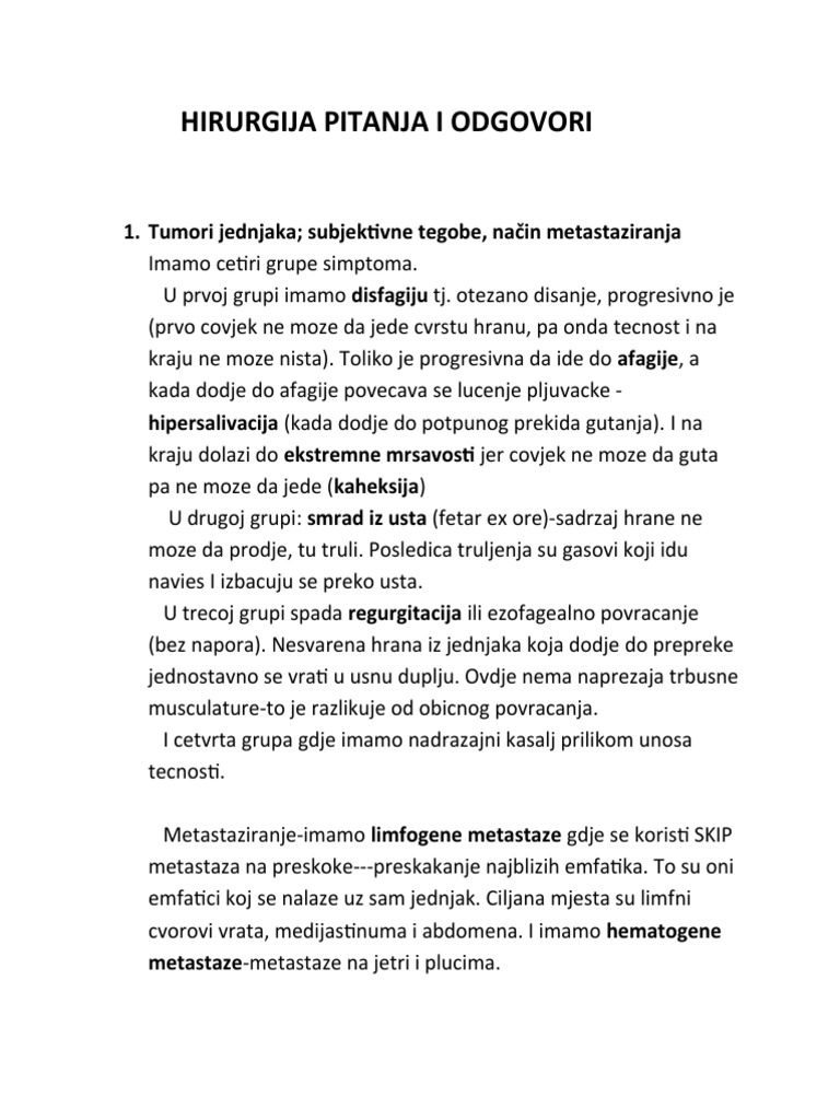 Hirurgija Pitanja I Odgovori | PDF