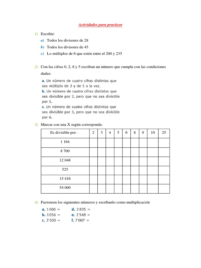 Actividades para Practicar MCM y DCM | PDF