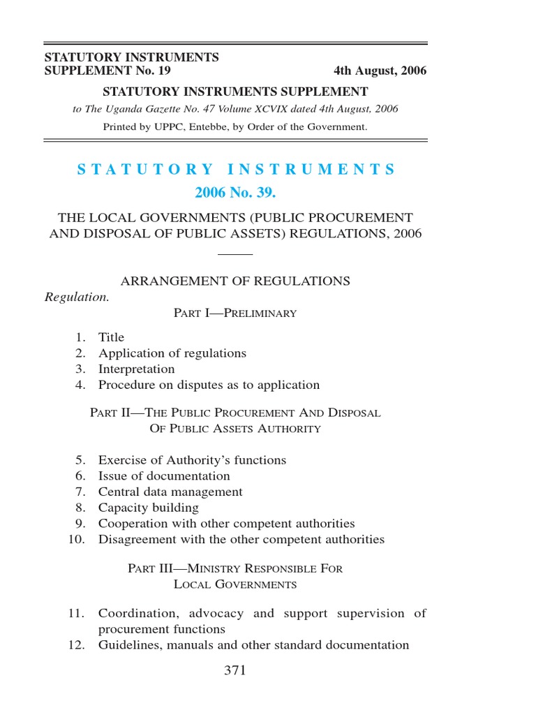 Local Government Regulations of 2006 | PDF | Procurement | Committee