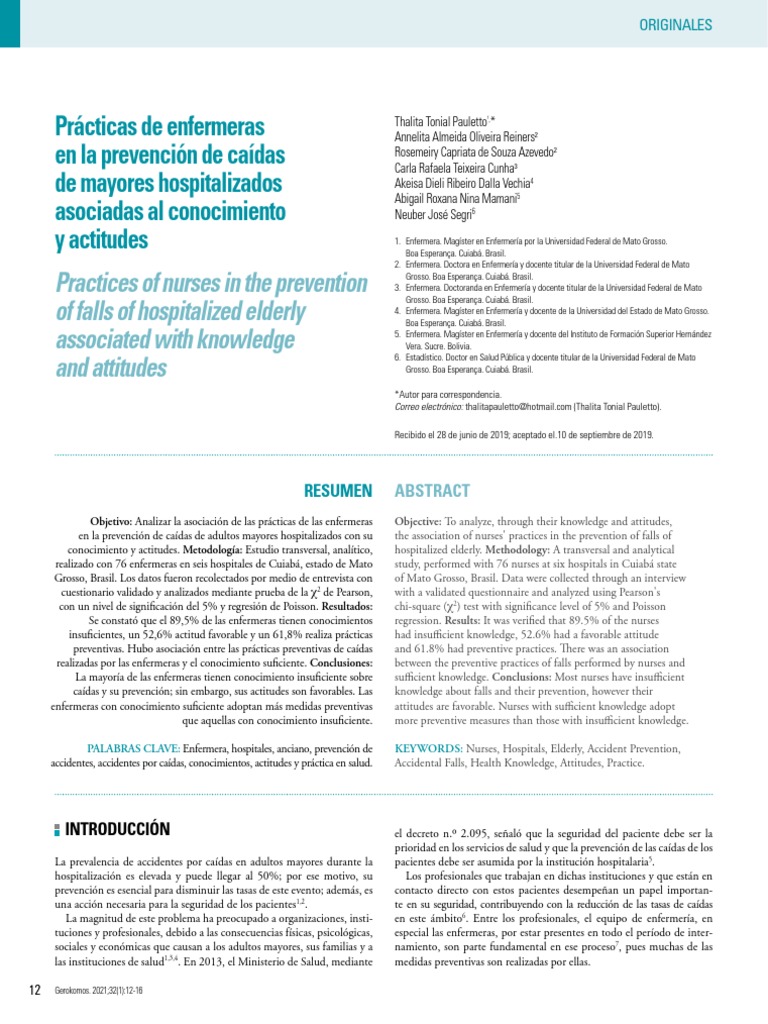 Enfermeria Protocolo de Caidas | PDF | Enfermería | Vejez