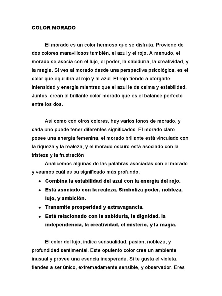 Significado y simbolismo del morado | PDF | Color | Mente