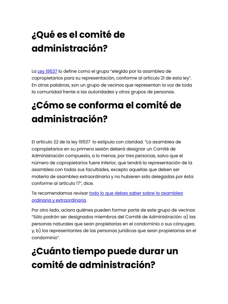 Qué Es El Comité de Administración | PDF | Condominio | Gobierno