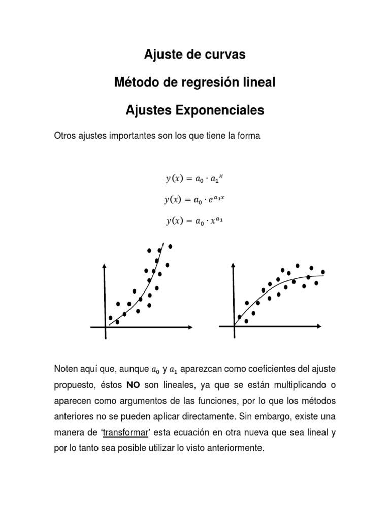 Ajuste de Curvas. Regresión Lineal. Ajustes Exponenciales | PDF ...