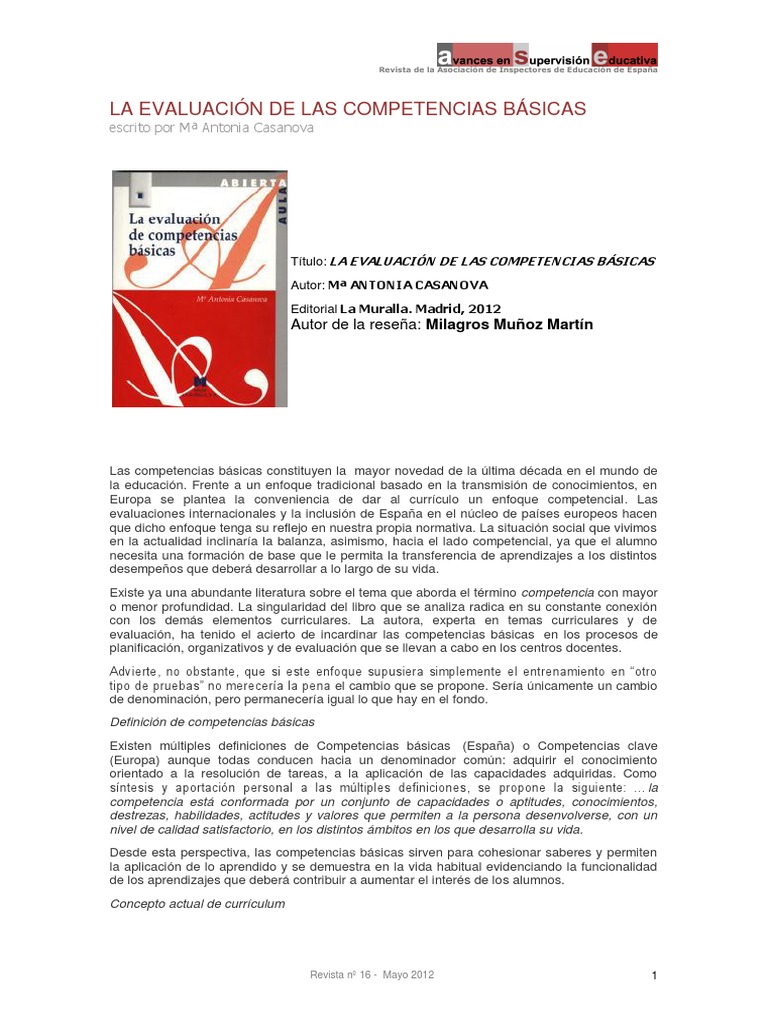 La Evaluación de Competencias Básicas - M°Antonieta Casanova | PDF ...
