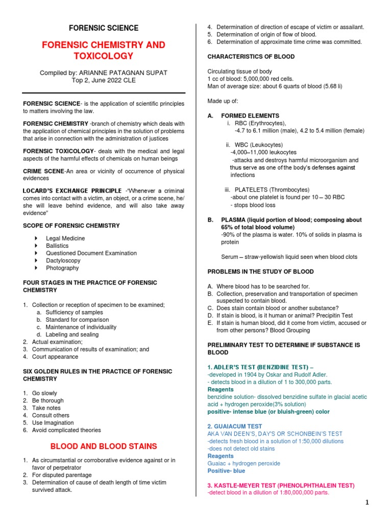 Forensic Chemistry and Toxicology | PDF | Explosion | Gunpowder