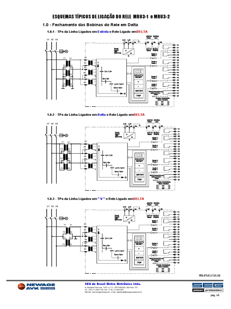 Esquemas de Ligao para Rele MRU3-1 e MRU3-2 | PDF | Relé | Estresse ...