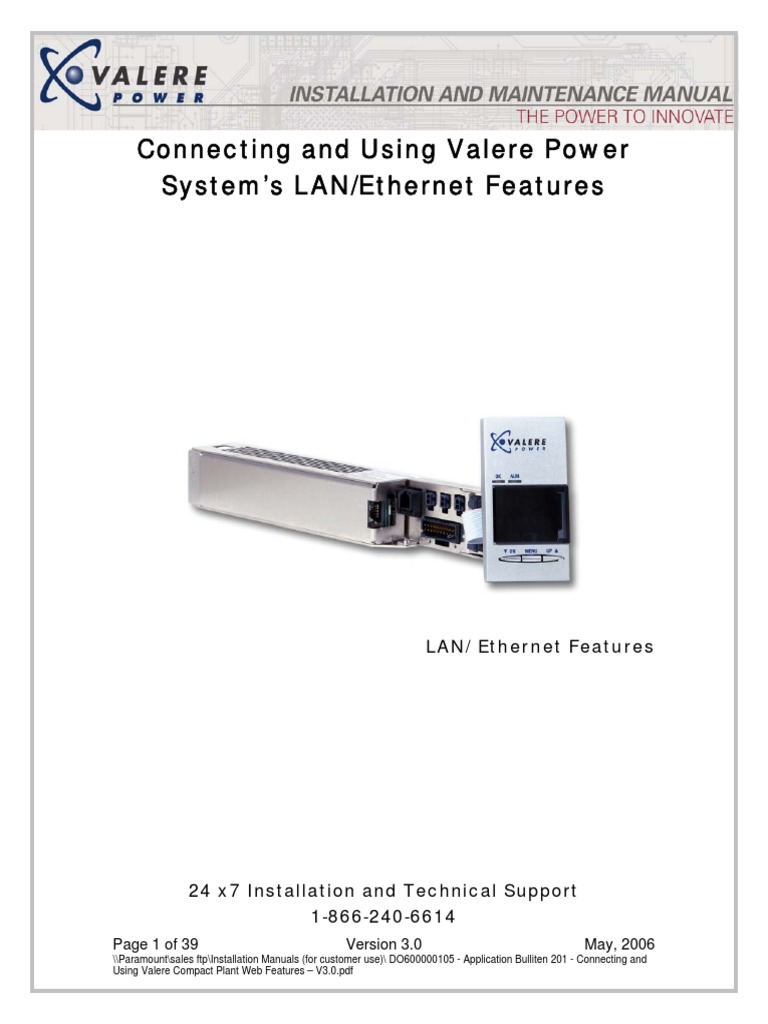 Connecting and Using Valere Power System's LAN/Ethernet Features | PDF ...