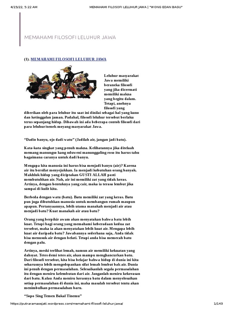 Memahami Filosofi Leluhur Jawa - Wong Edan Bagu | PDF