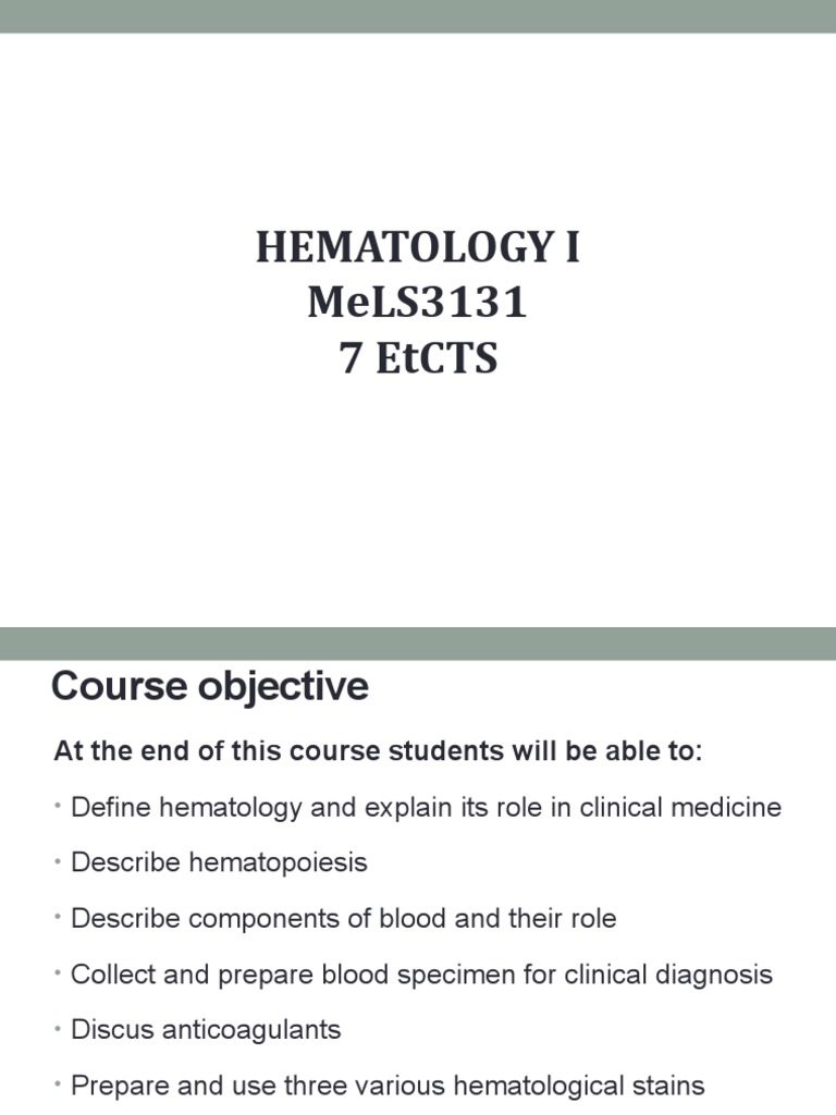 Hema I Chapter I - Introduction | PDF | Medical Specialties | Medicine