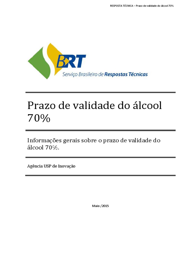 Informações Gerais Sobre o Prazo de Validade Do Álcool 70% | PDF ...