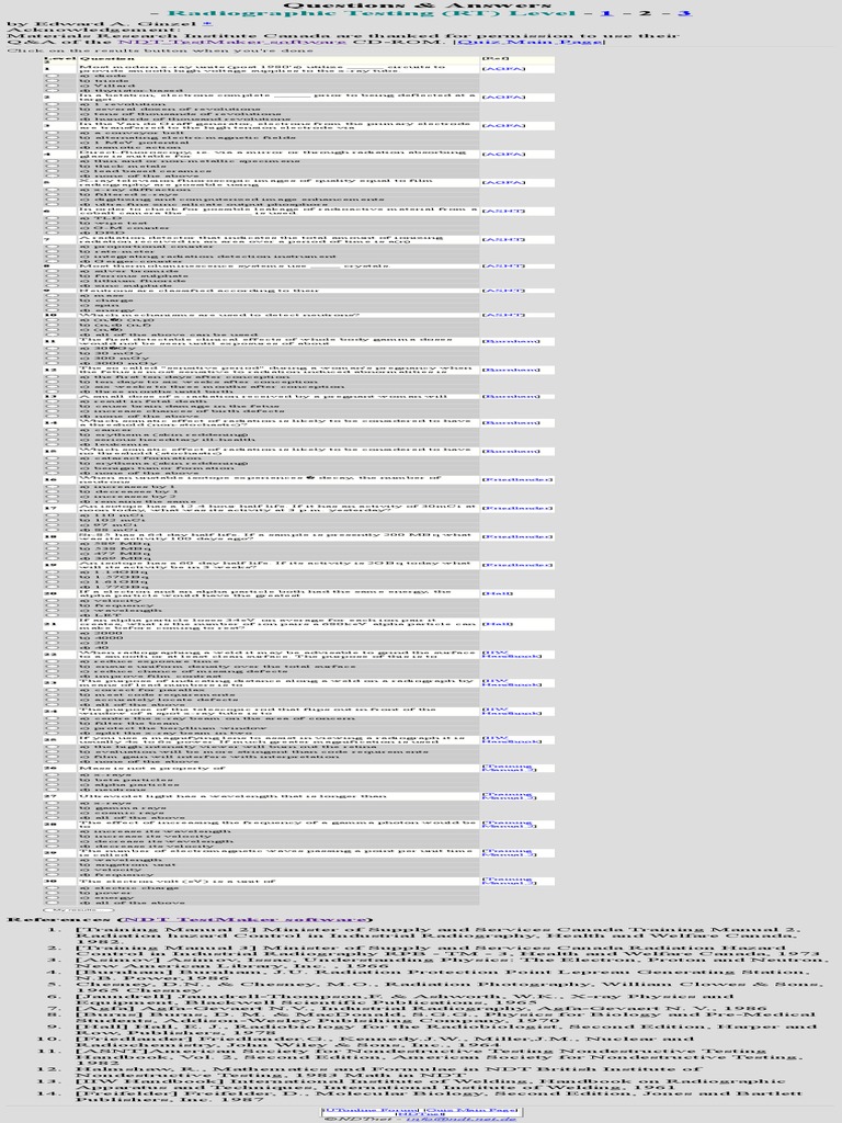 Questions & Answers - RT Level 2 | PDF | Radiation | X Ray