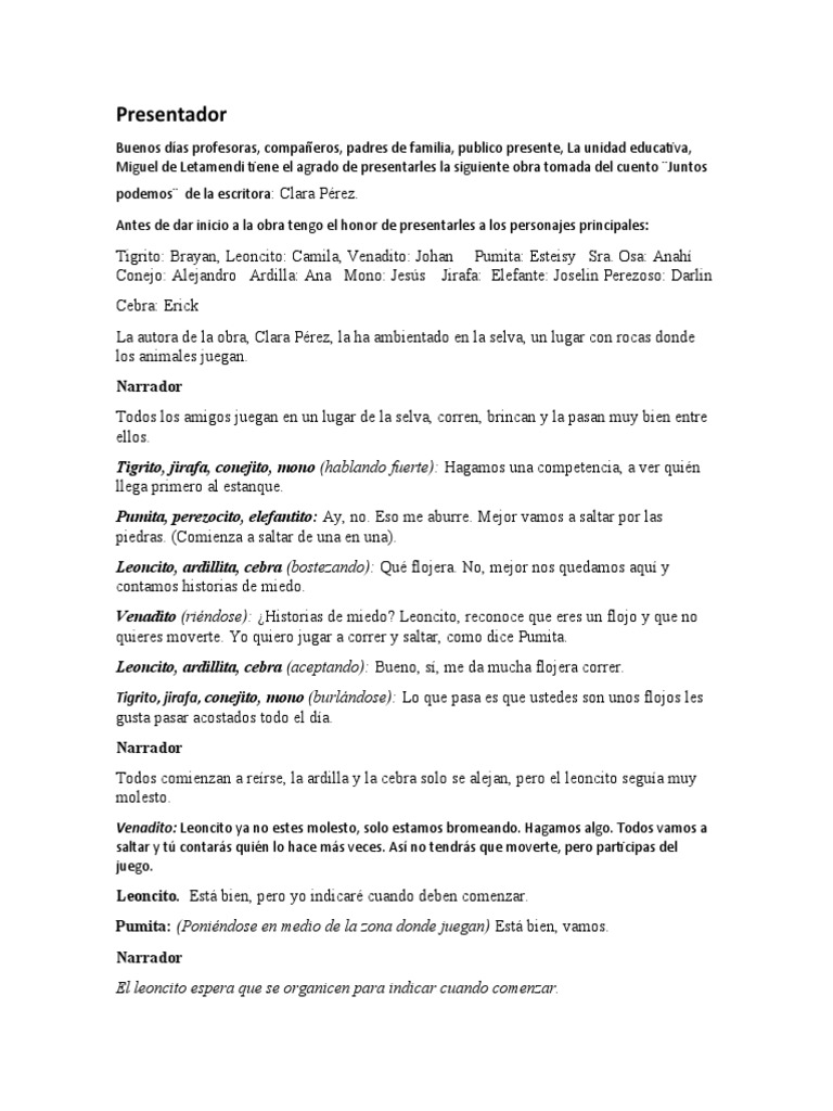 "Unión en la Selva: Obra Infantil" | PDF | Arte