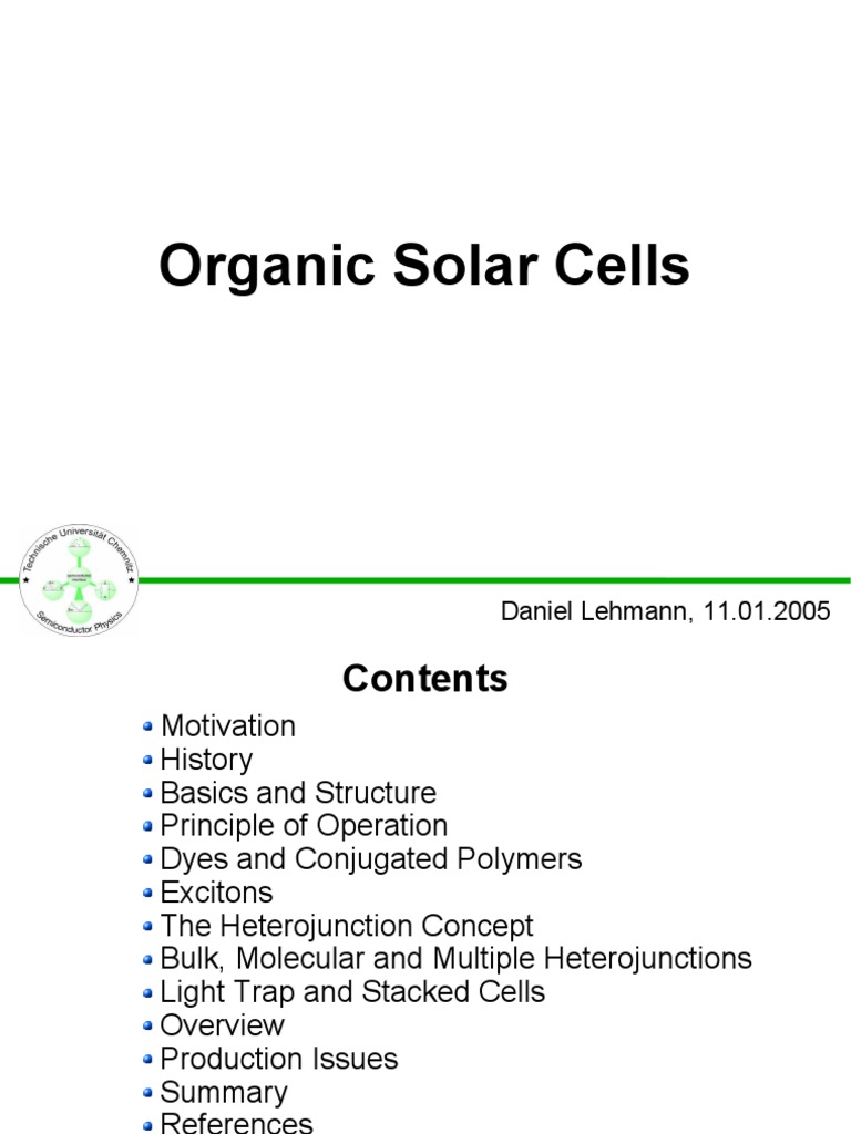 Organic Solar Cells | Chemical Product Engineering | Materials