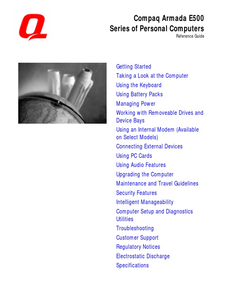 Compaq Armada E500 Series of Personal Computers: Reference Guide | PDF ...
