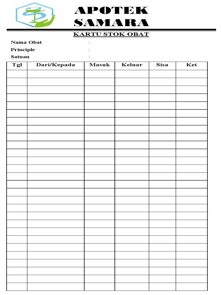 Kartu Stok Obat - Perumperindo.co.id