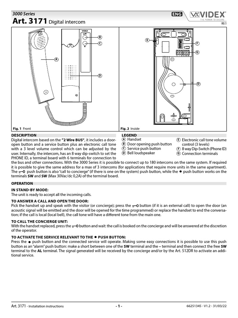 Manual Videx Citofono | PDF | Telephone | Equipment