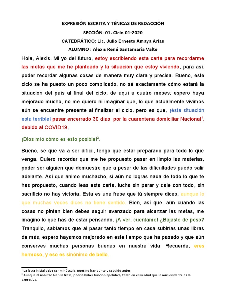 Carta A Mi Yo Del Futuro | PDF