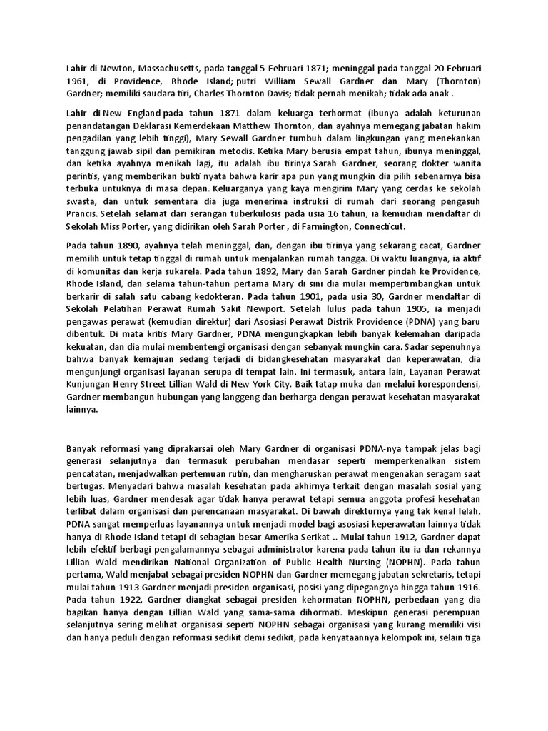 Warisan Mary Sewall Gardner dalam Keperawatan | PDF