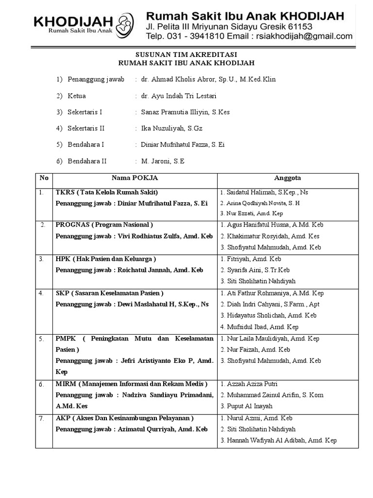 Susunan Anggota Tim Akreditasi Revisi-1 | PDF