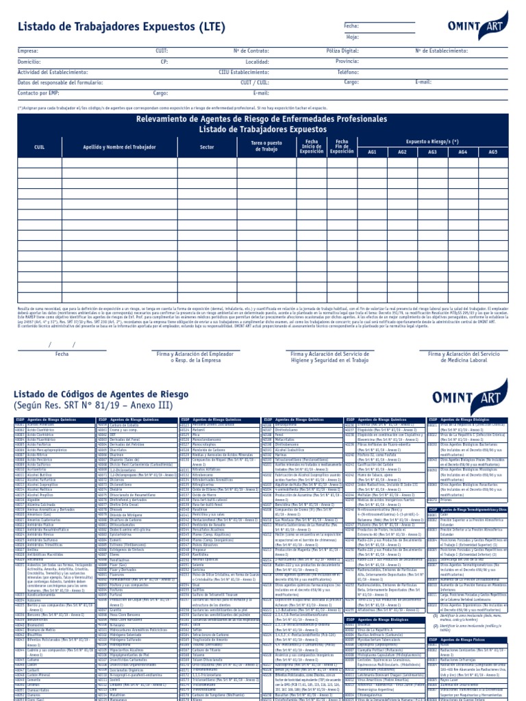 Listado de Trabajadores Expuestos - Omint | PDF | Ultravioleta ...