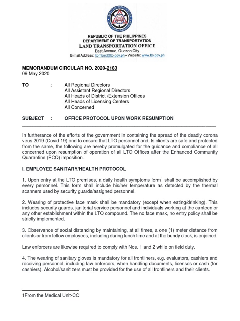 Memorandum Circular No. 2020-2183 | Download Free PDF | Security Guard ...