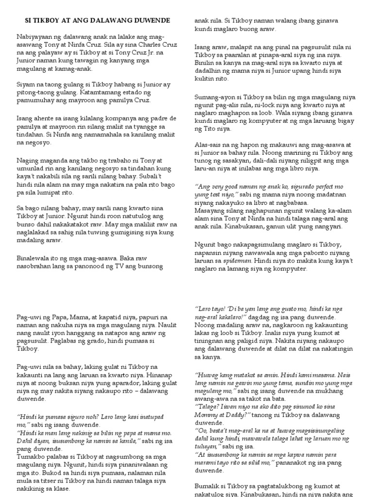 Si Tikboy at Ang Dalawang Duwende | PDF
