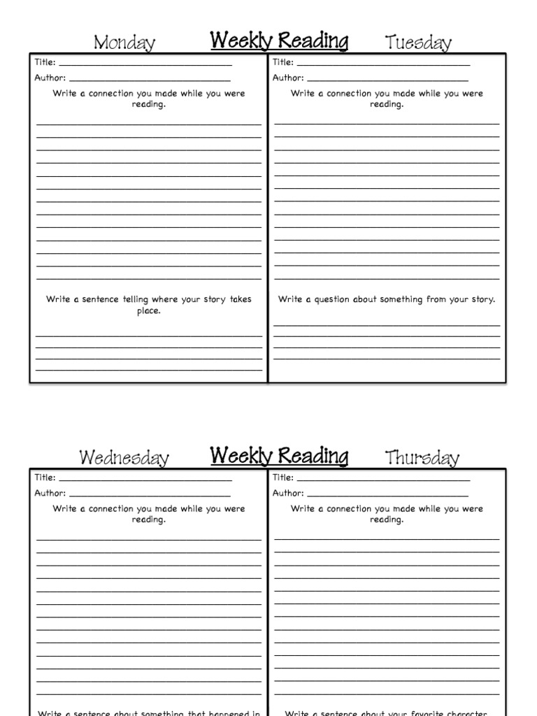 Weekly Reading Reflection Template | PDF