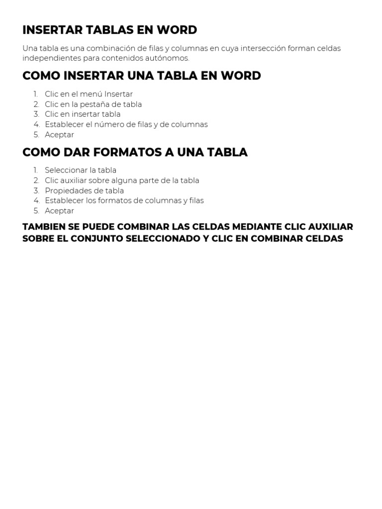Insertar Tablas en Word | PDF