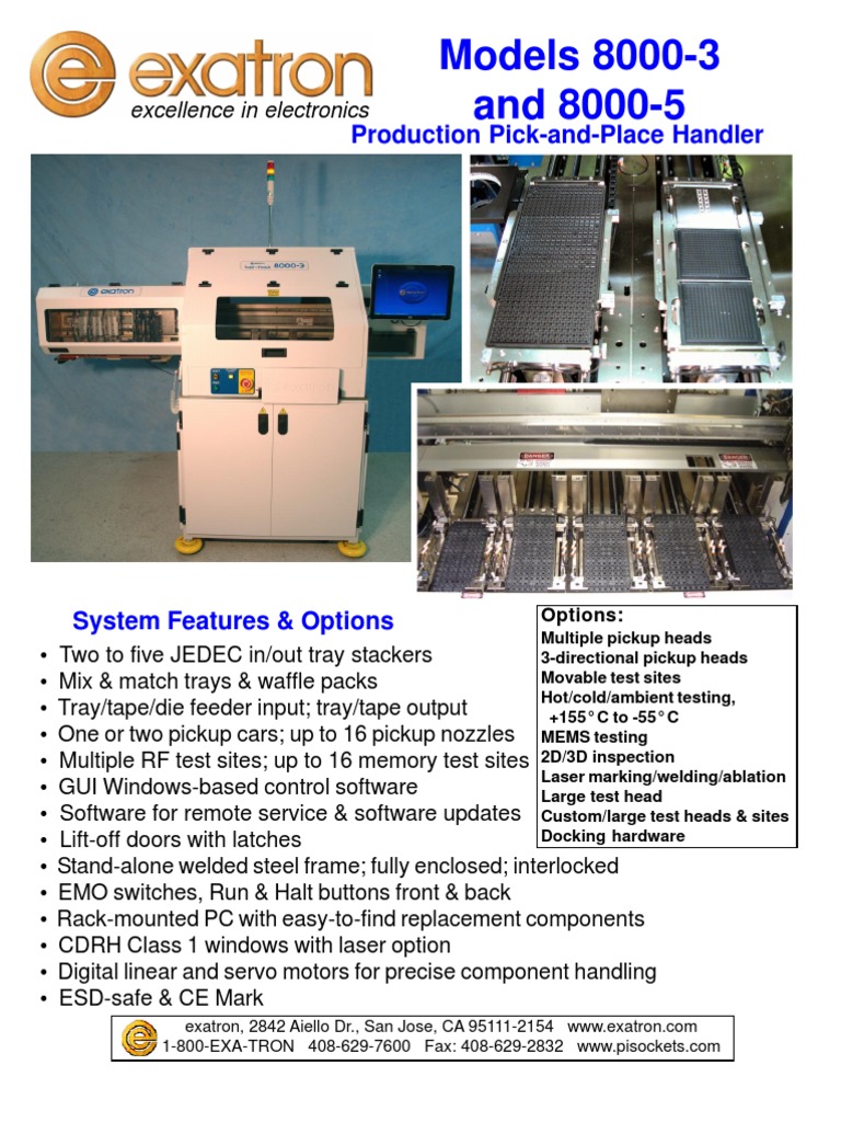 Models 8000-3 and 8000-5: Production Pick-and-Place Handler | PDF