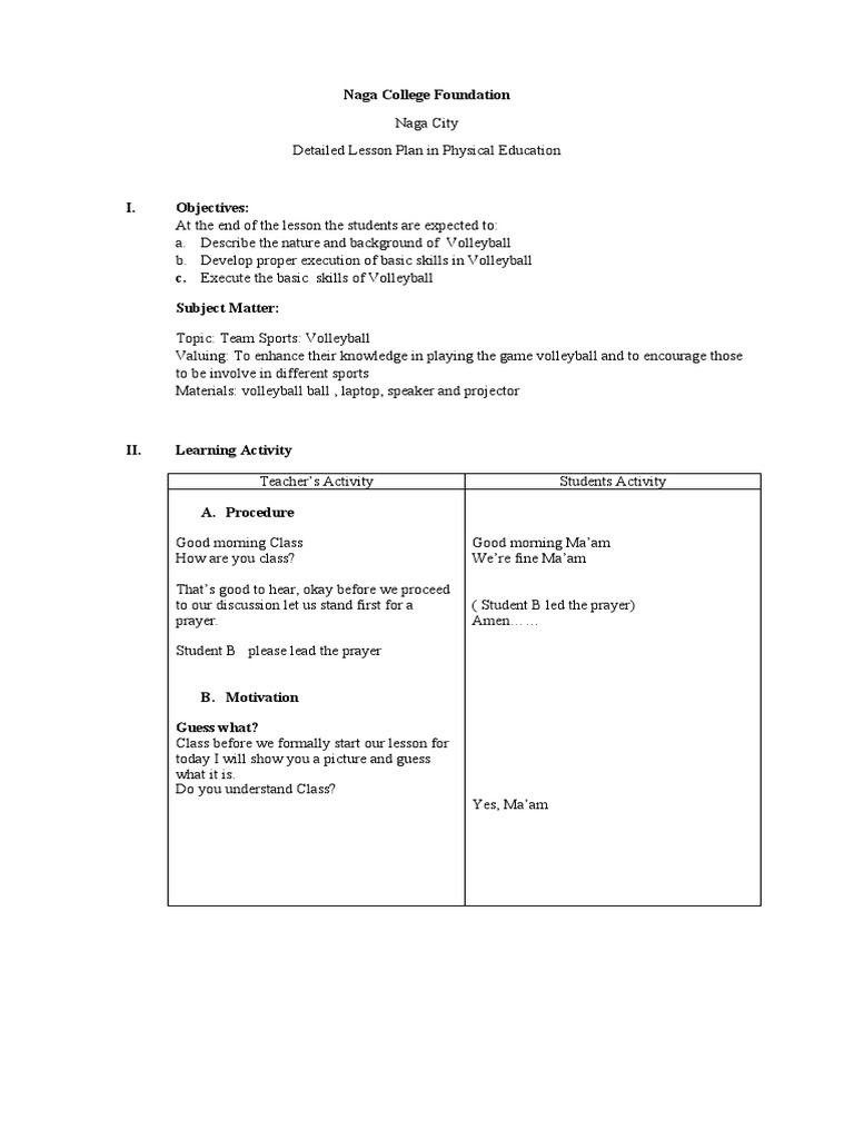 Developing Proper Execution of Basic Skills in Volleyball Through ...