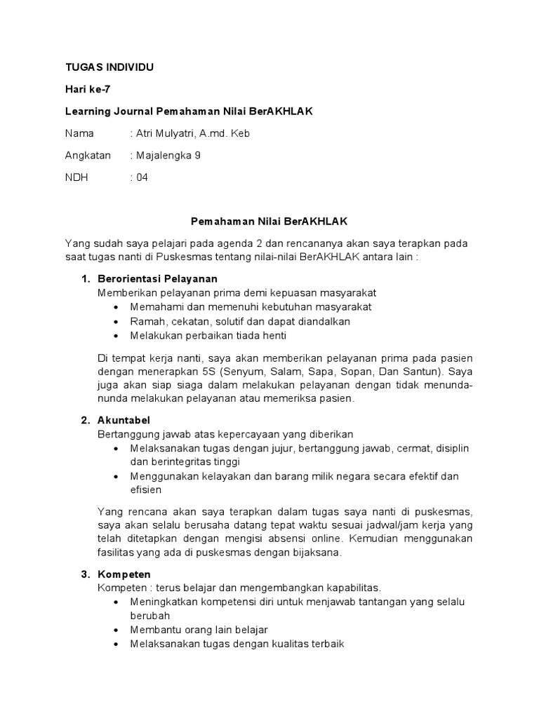 Tugas Learning Journal | PDF